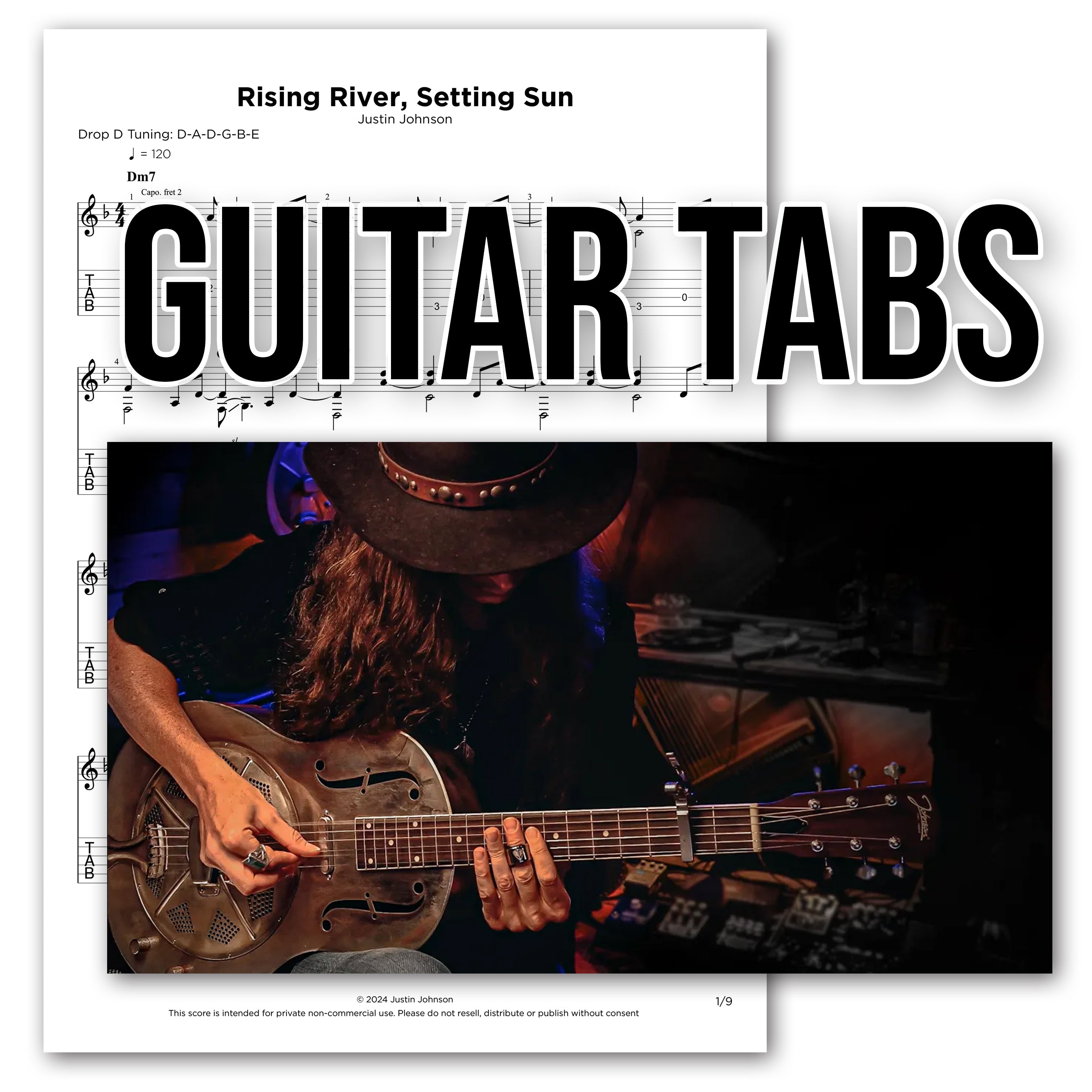 GUITAR TABS - "Rising River, Setting Sun" – Justin Johnson Official Store