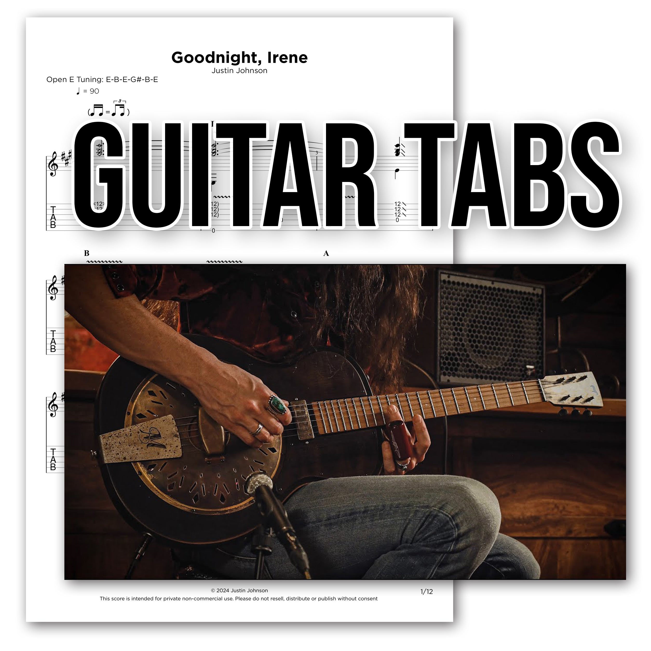 GUITAR TABS - "Goodnight, Irene" – Justin Johnson Official Store