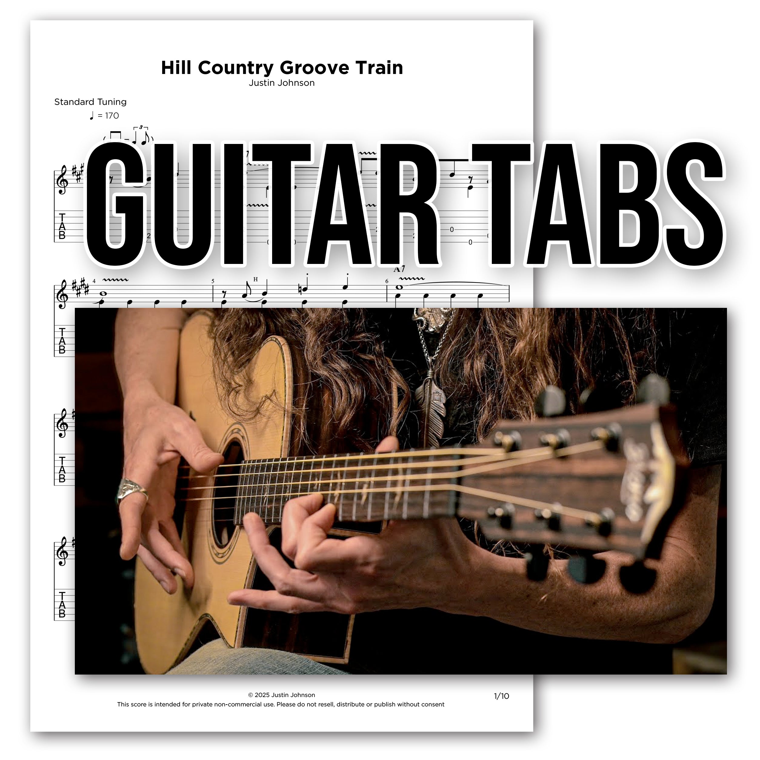 GUITAR TABS - "Hill Country Groove Train" – Justin Johnson Official Store