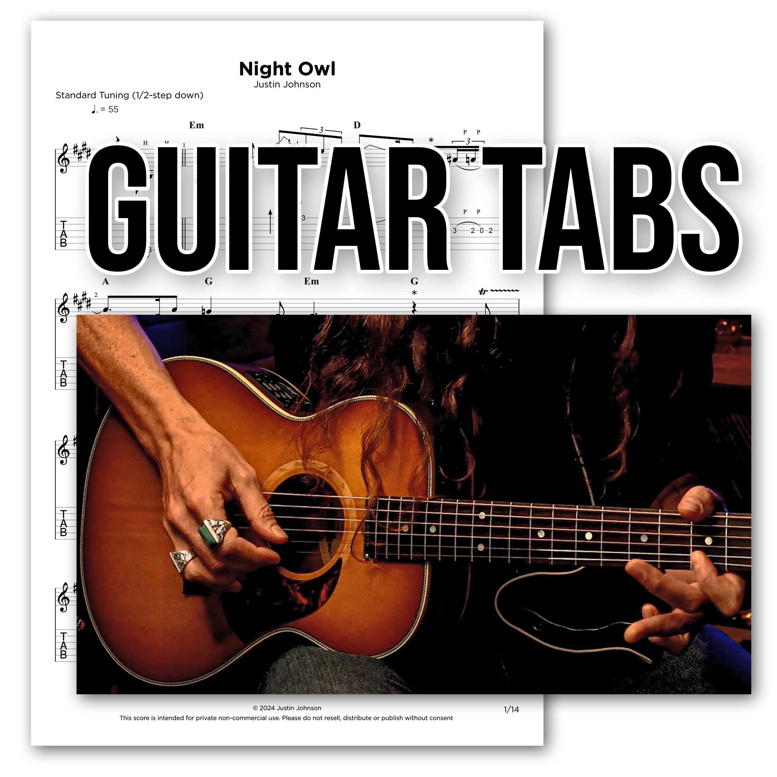 GUITAR TABS - "Night Owl" – Justin Johnson Official Store