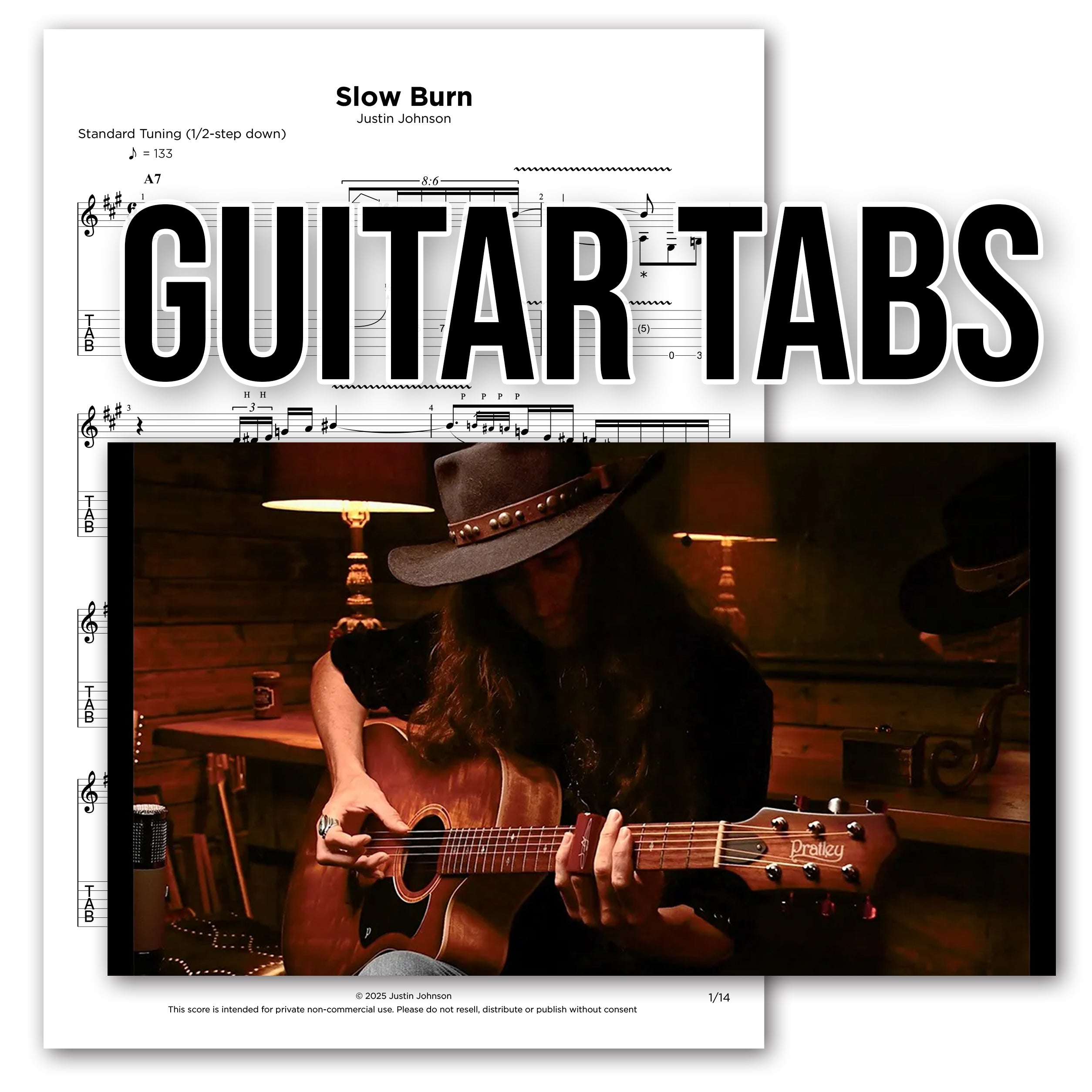 GUITAR TABS - "Slow Burn" – Justin Johnson Official Store