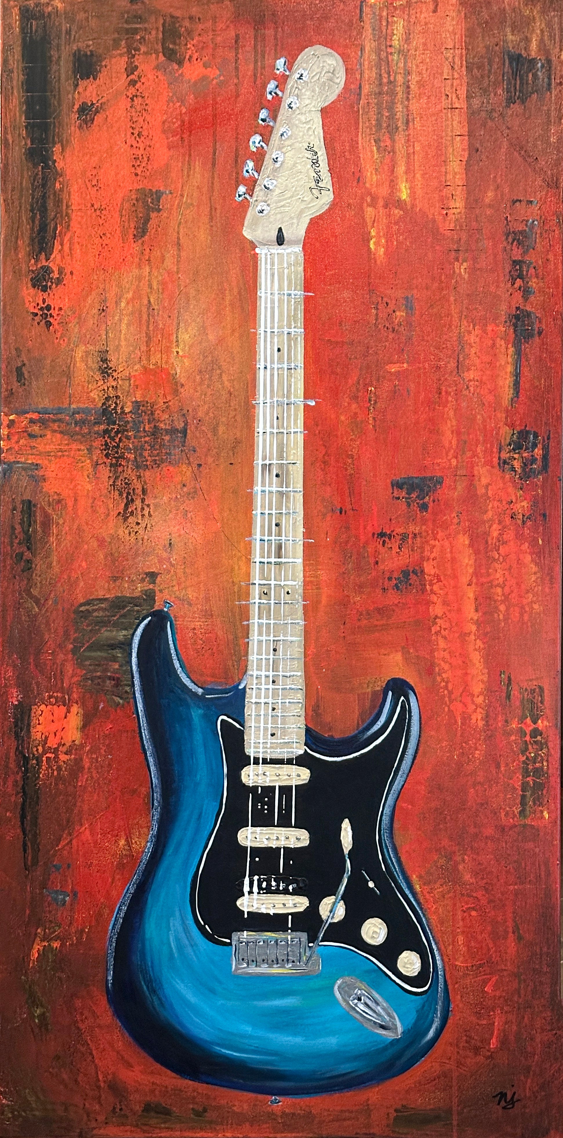 "Fender Stratocaster Blue Burst" – Original Painting – Justin Johnson ...