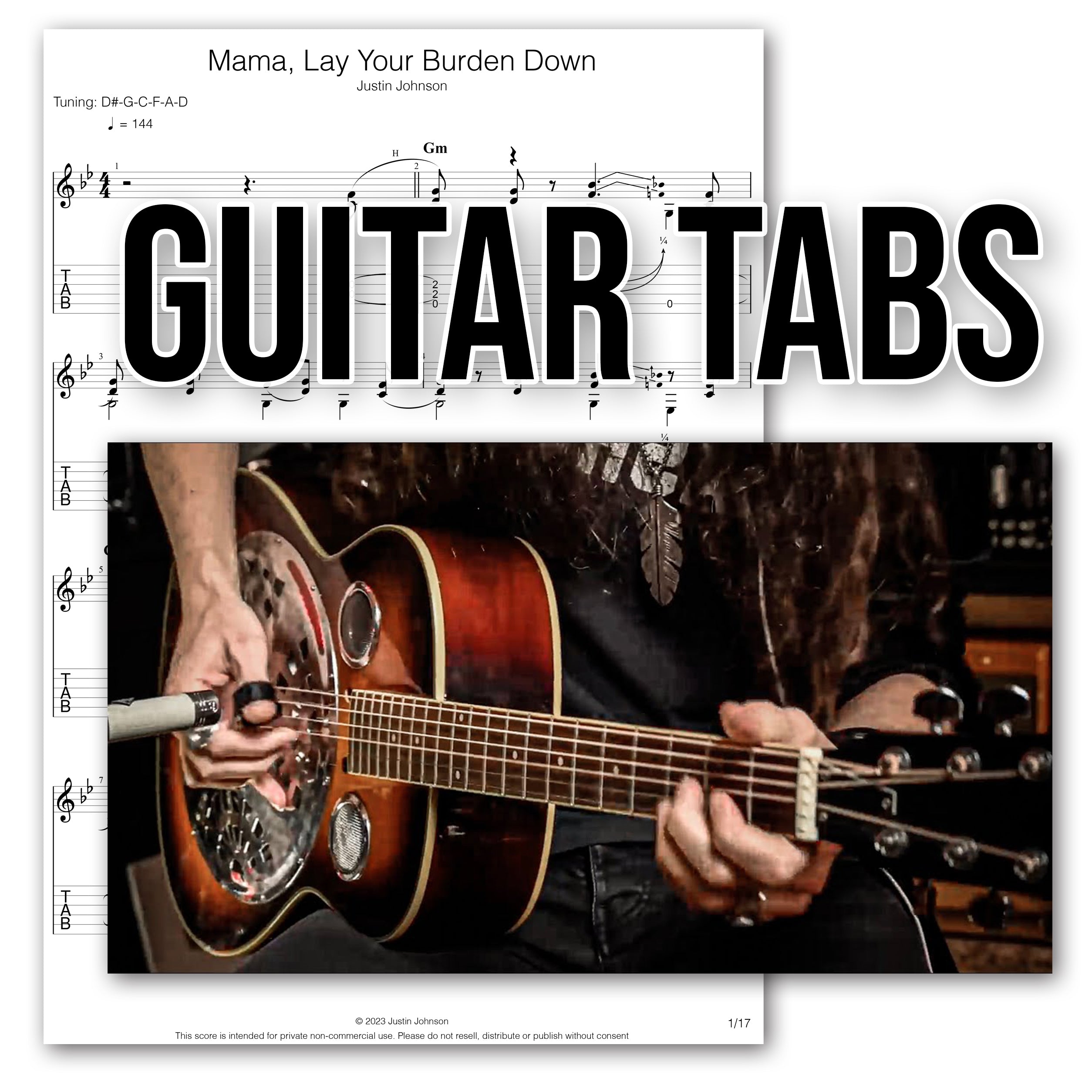 GUITAR TABS - "Mama, Lay Your Burden Down" – Justin Johnson Official Store