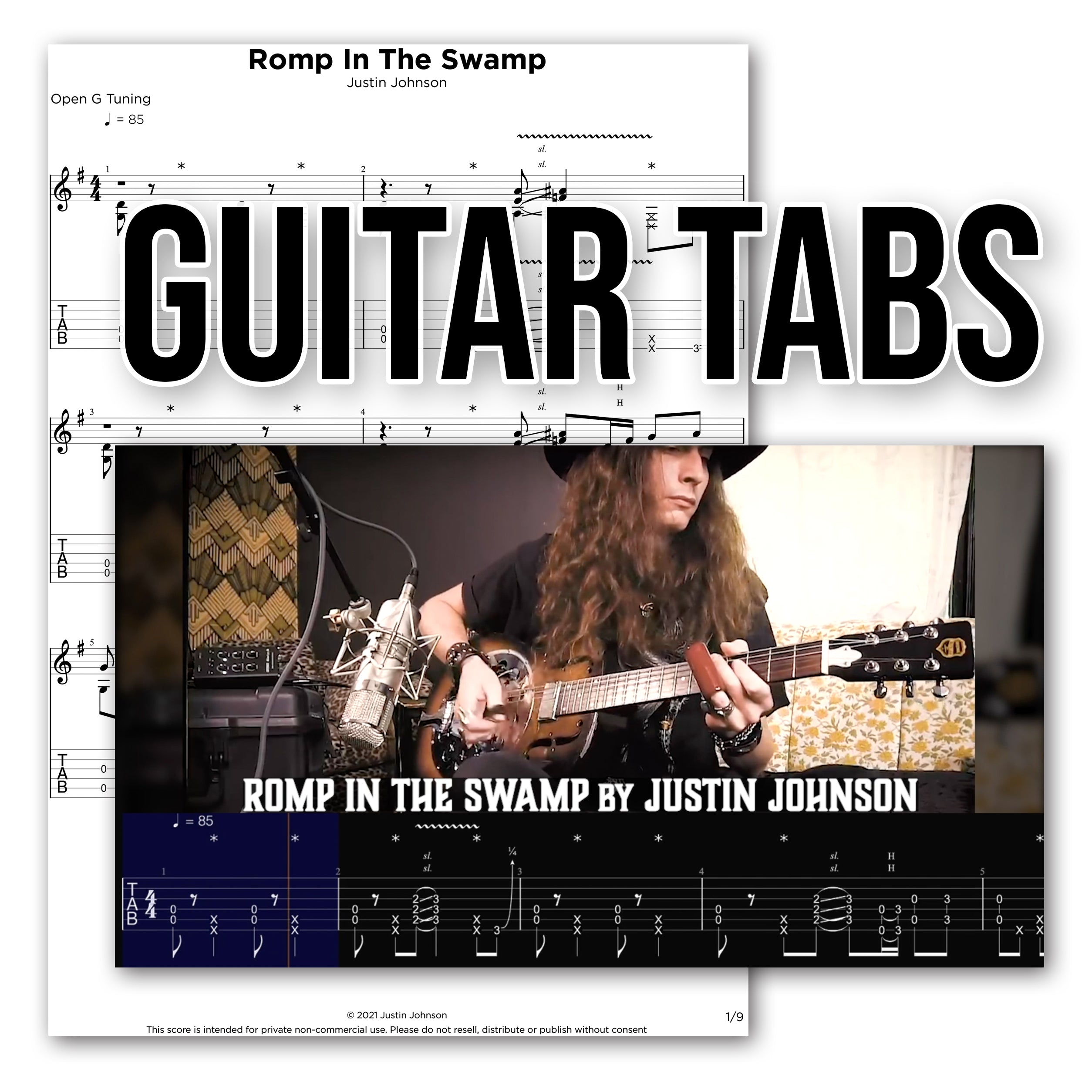 GUITAR TABS - "Romp in the Swamp" – Justin Johnson Official Store